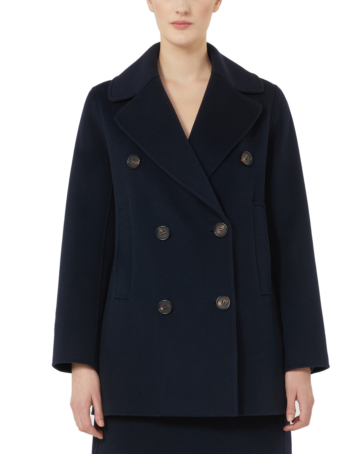 'S Max Mara | Cappotto corto Caban lana vergine blu notte – lemlò