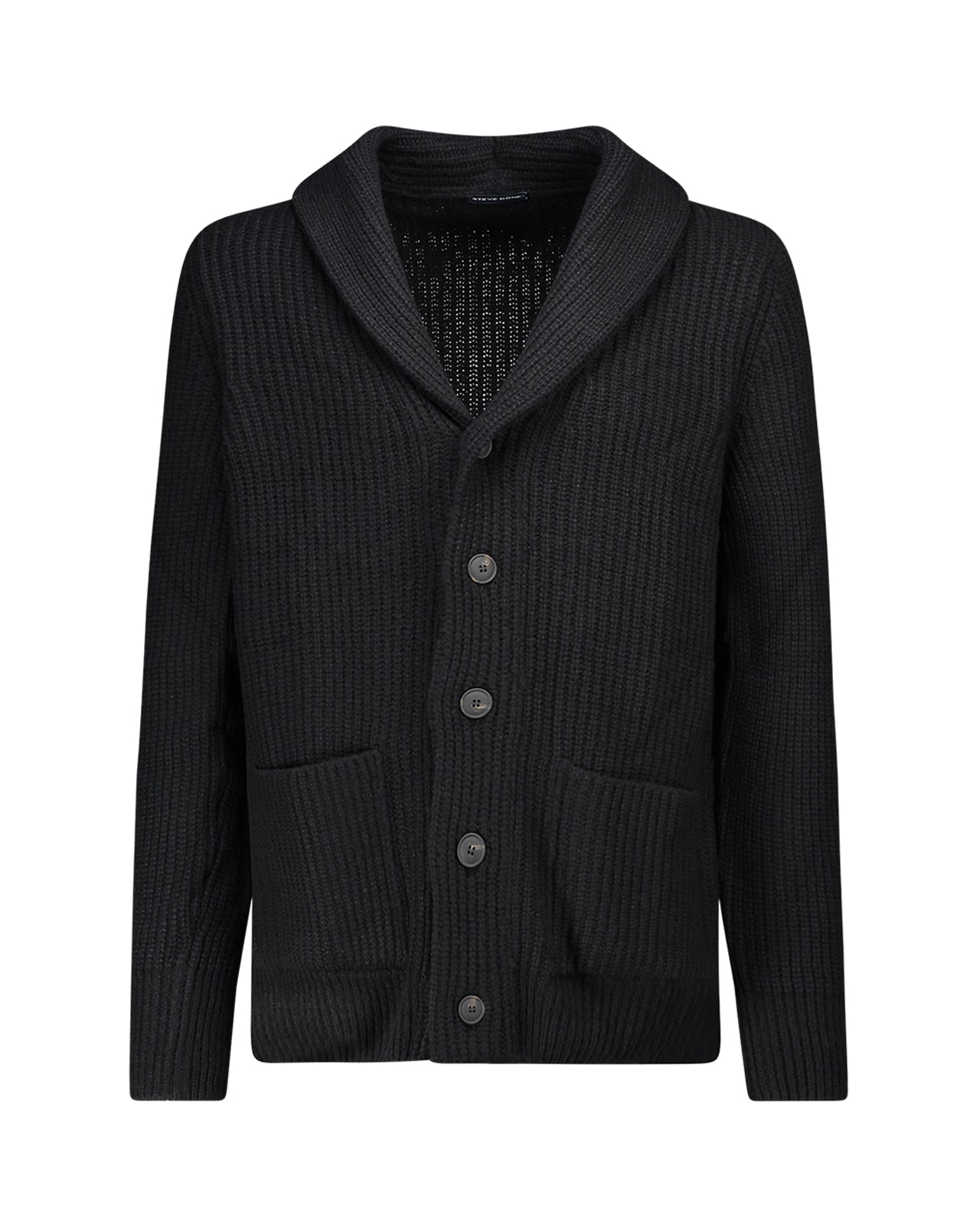 Steve Done | Black wool shawl cardigan – lemlò