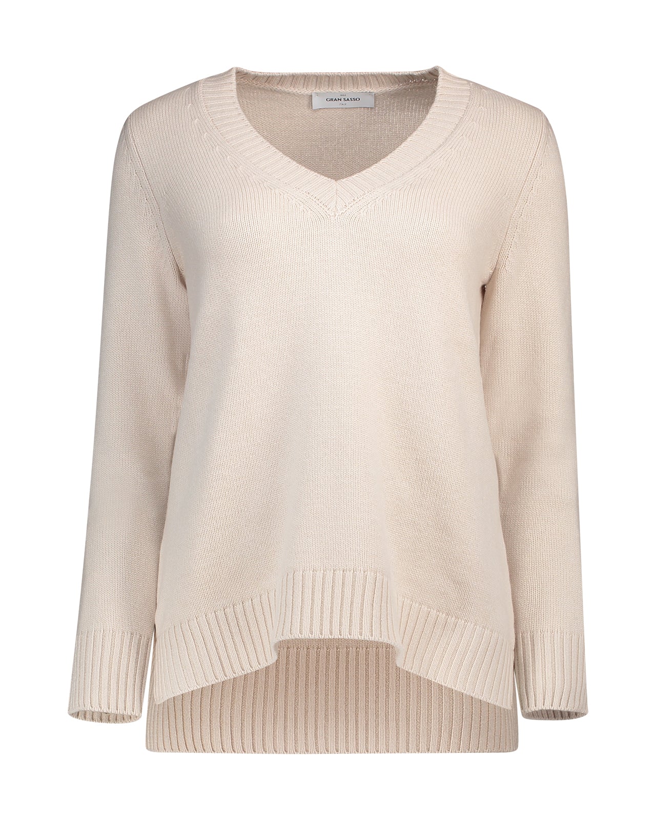 Gran Sasso | Maglione con spacchi lana cashmere beige – lemlò