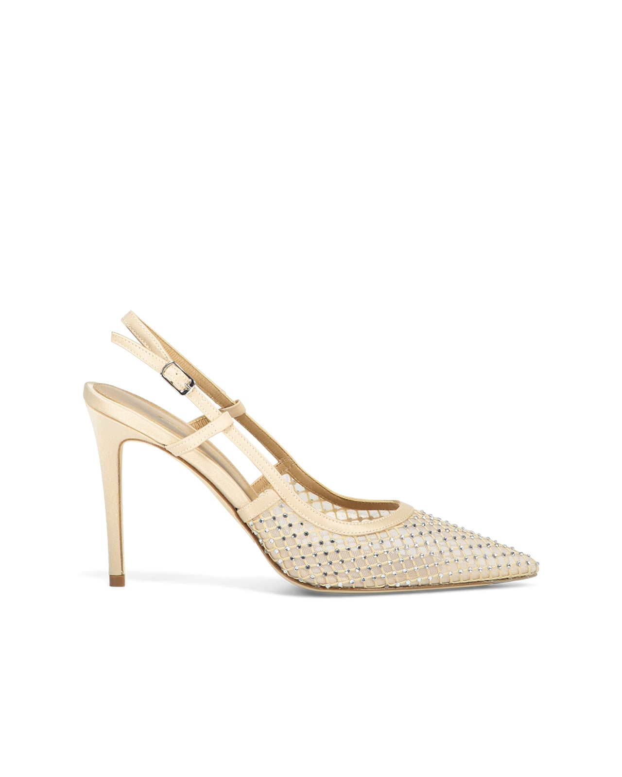 Steve Done | Beige rhinestone rete slingback neckline – lemlò