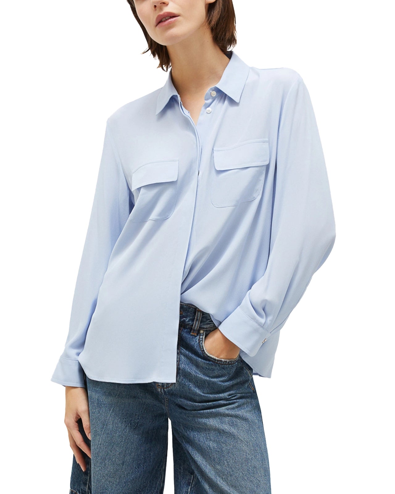 Marella | Blue silk shirt order – lemlò