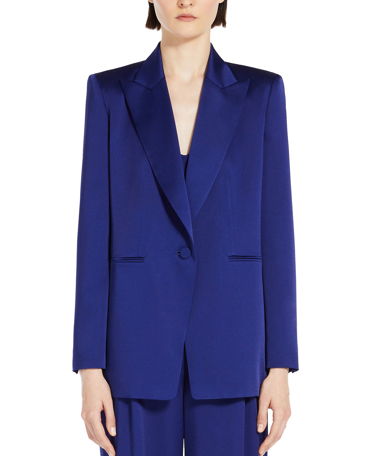 Max Mara Studio | Galazio blazer in blue satin with purple – lemlò