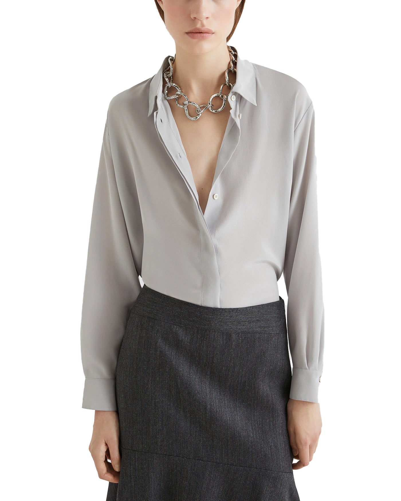 Marella | Camicia Rocker seta grigio perla – lemlò