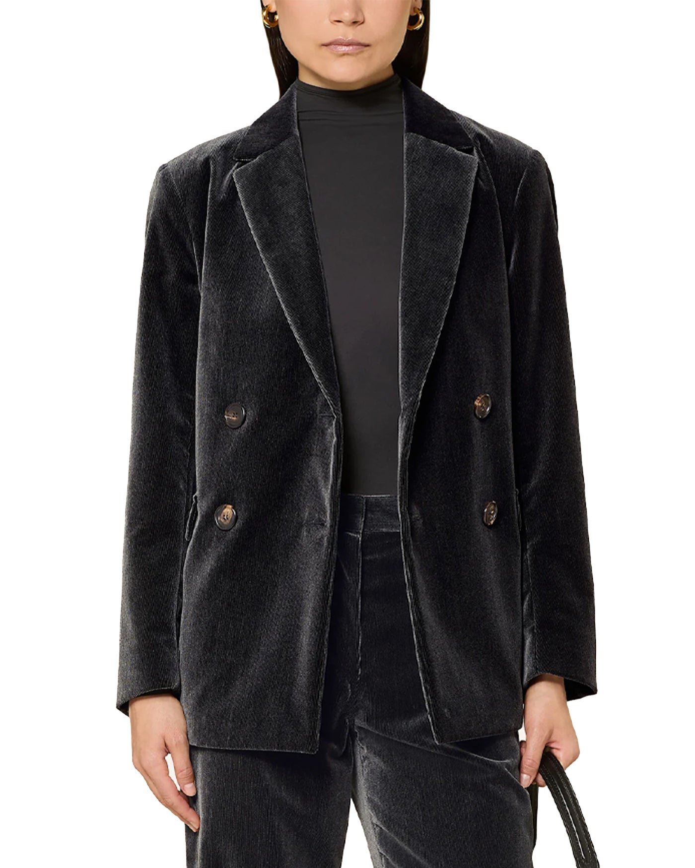 'S Max Mara | Blazer Prisca doppiopetto velluto grigio scuro – lemlò