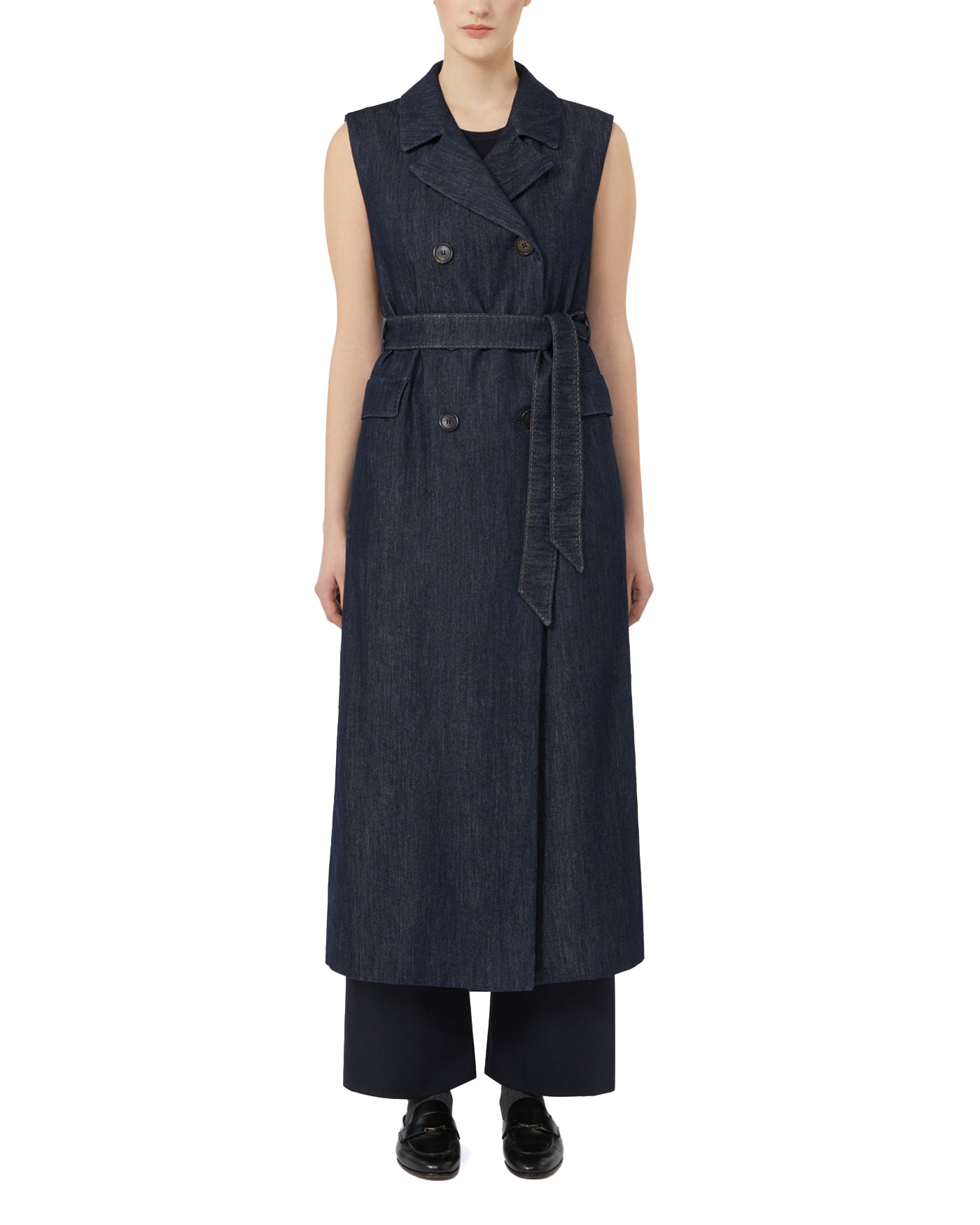 'S Max Mara | Gilet lungo Greta blu denim ultramarine – lemlò