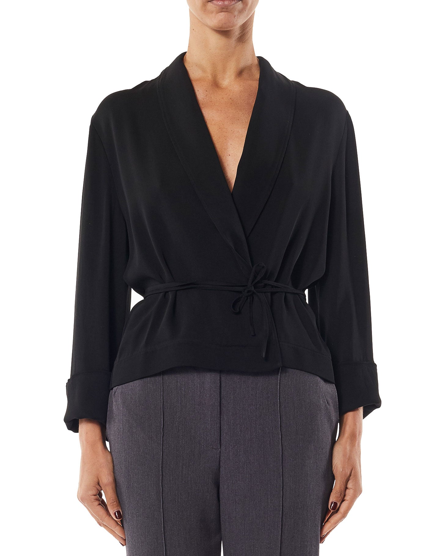 Alessia Santi | Cardigan incrociato con revers nero – lemlò