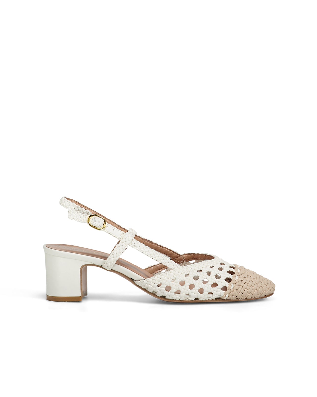 Steve Done | Milk + beige eco-leather perforated slingback – lemlò