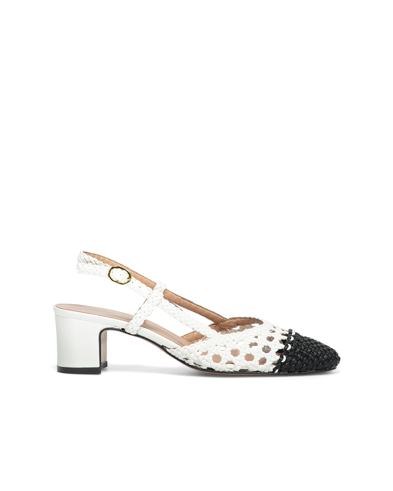 Steve Done | Slingback traforata ecopelle latte + nero – lemlò