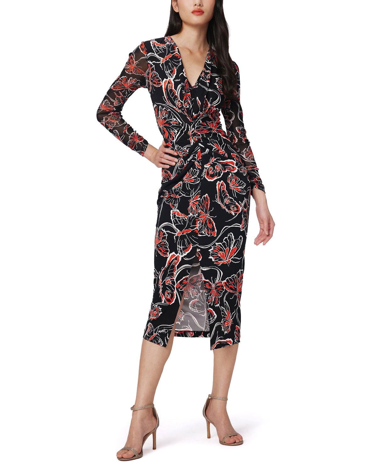 Diane von Furstenberg | Hades Flutterfly mesh midi dress in black – lemlò