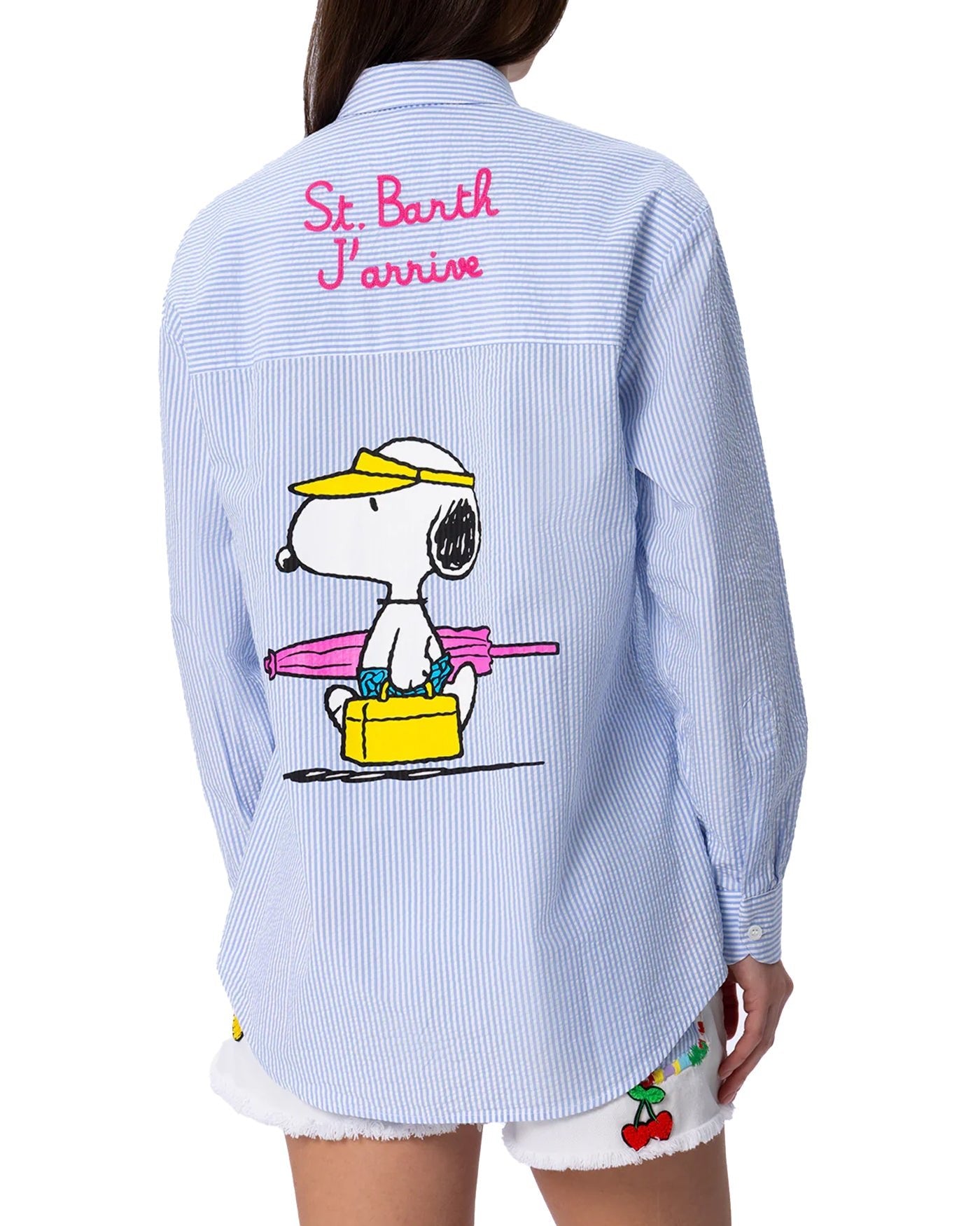 MC2 Saint Barth | Camicia Brigitte Seersucker Snoopy azzurra – lemlò