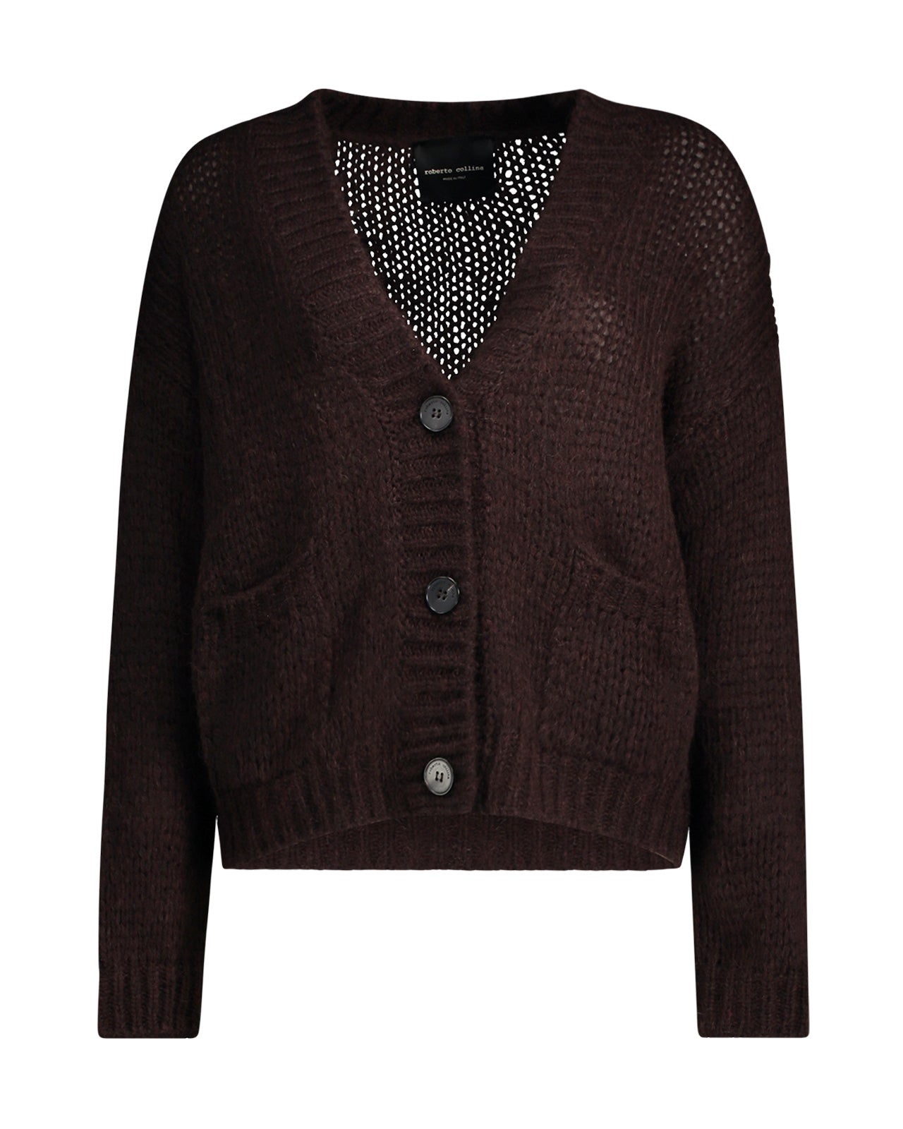 Roberto Collina | Cardigan boxy baby alpaca marrone – lemlò
