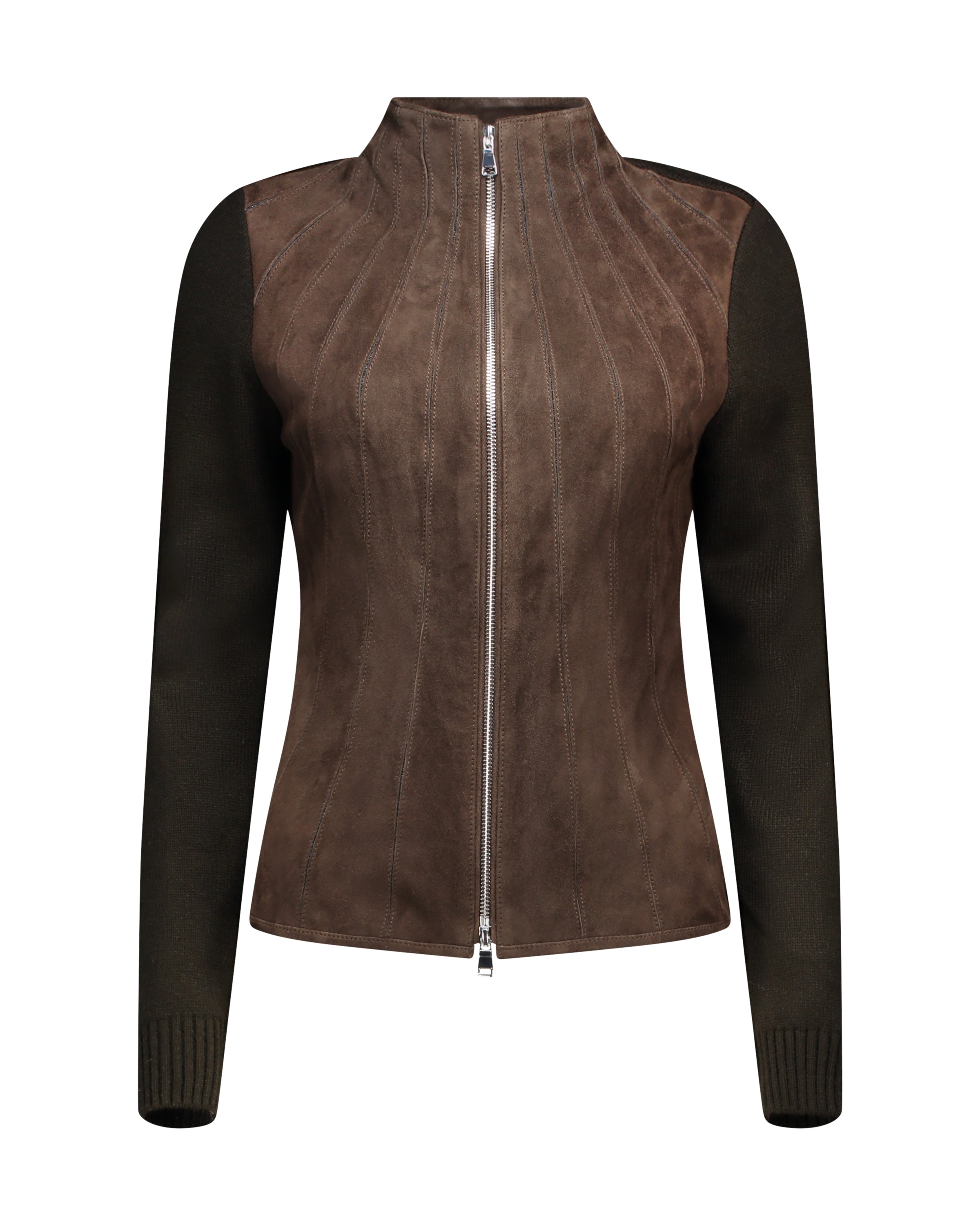 The Jackie Leathers | Shy Knit Suede Jacket Brown – lemlò