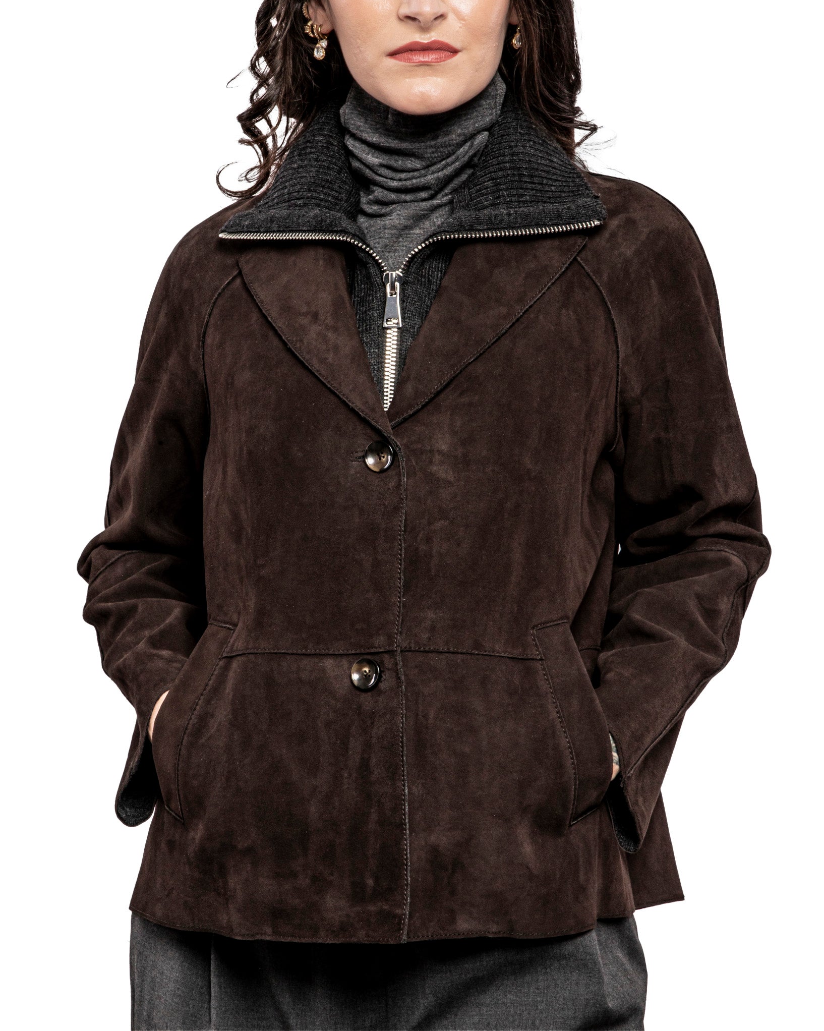 The Jackie Leathers | Giacca Sole camoscio moro caffé – lemlò