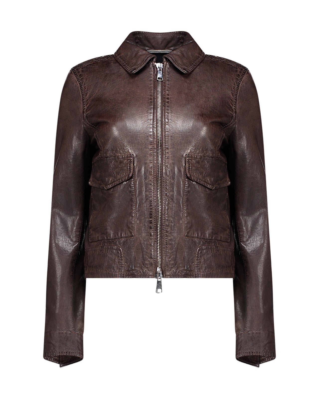 The Jackie Leathers | Giacca biker Lea pelle marrone – lemlò