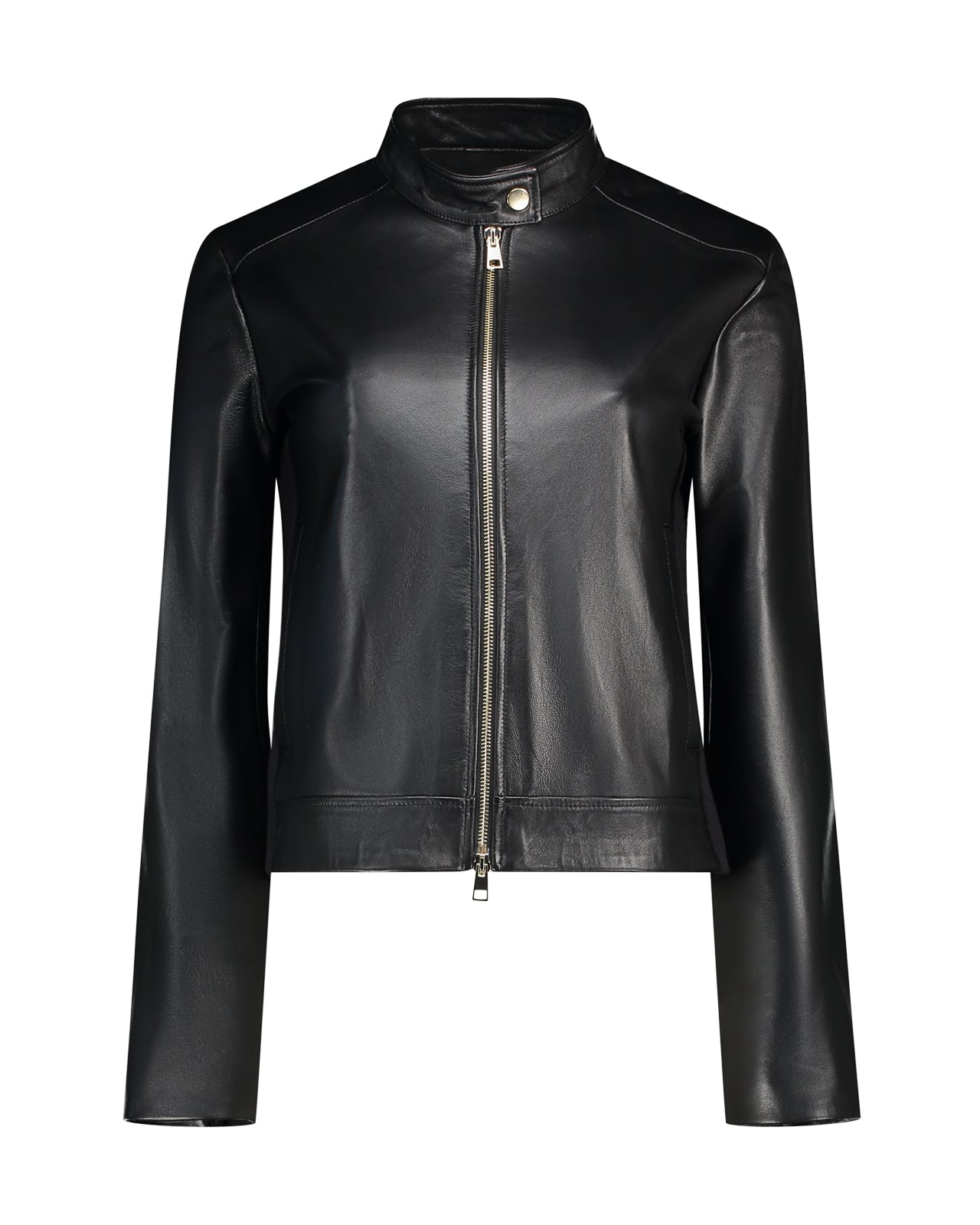 KAOS | Giacca biker in pelle nera con zip – lemlò