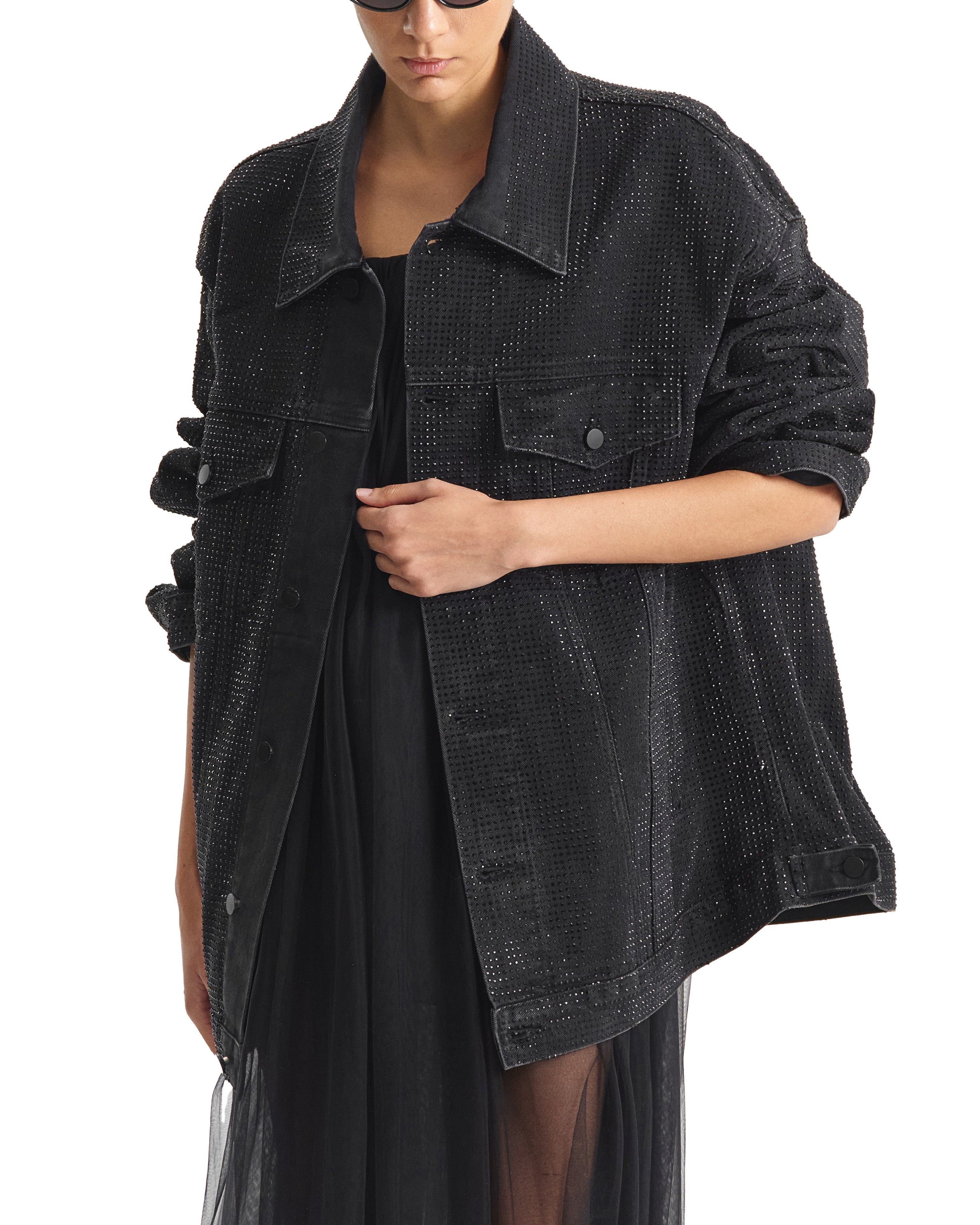 ELEH | Giacca jeans strass nera – lemlò