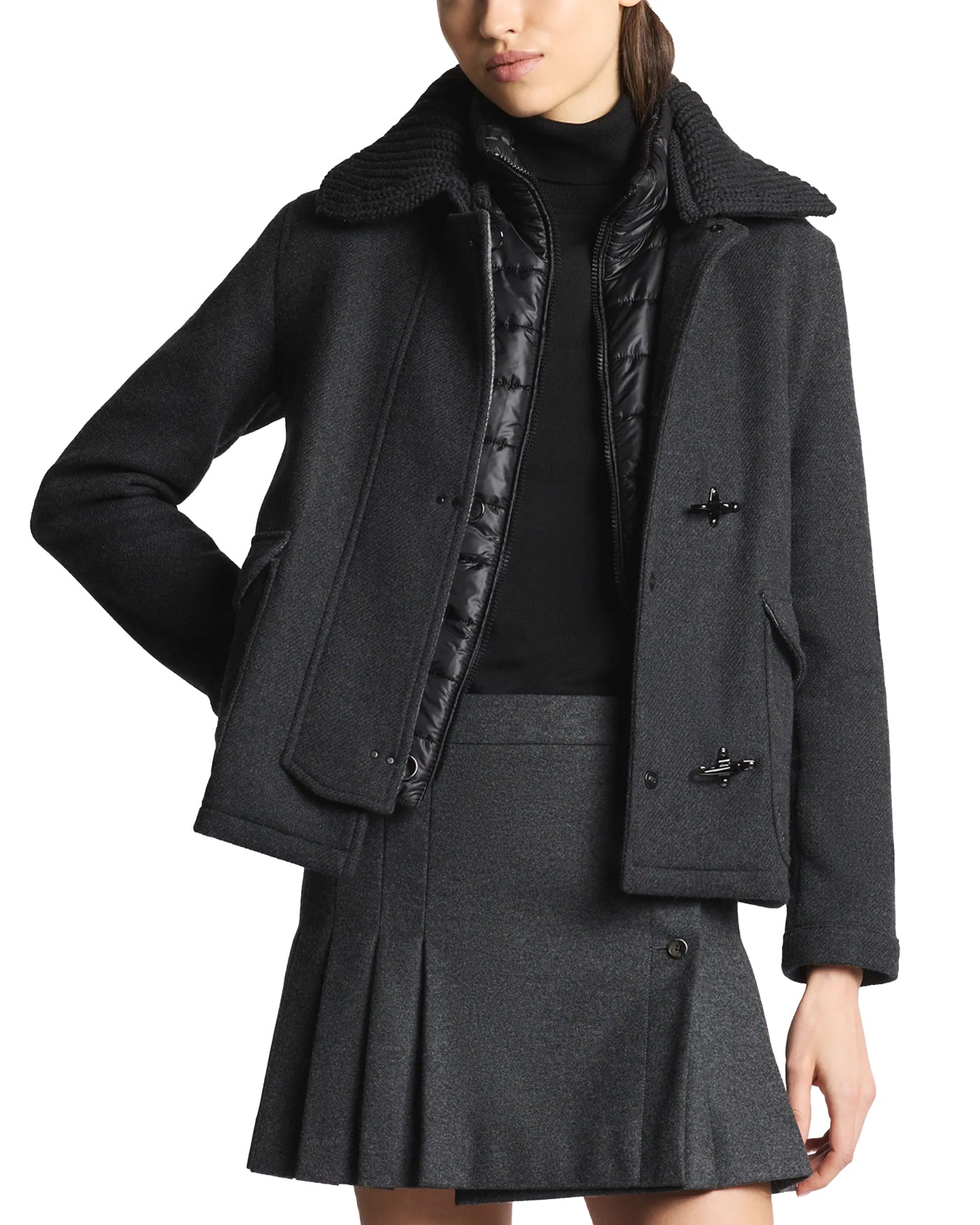 Fay | Giacca mini 3 ganci lana grigia – lemlò