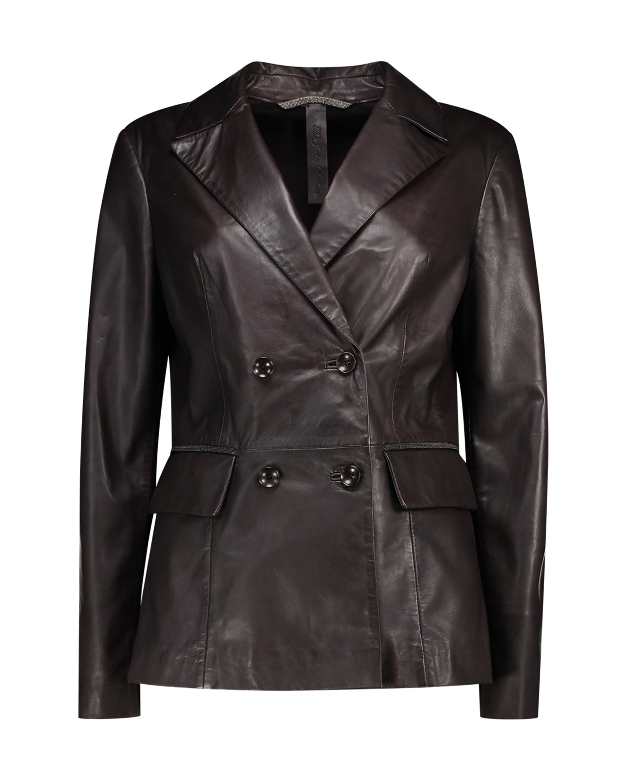 The Jackie Leathers | Blazer Lilli Chain Anil doppiopetto pelle marrone ...