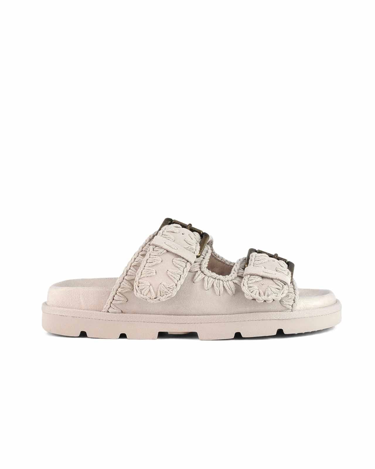 Mou | Sandalo Low Bio Two Buckles suede chalk – lemlò