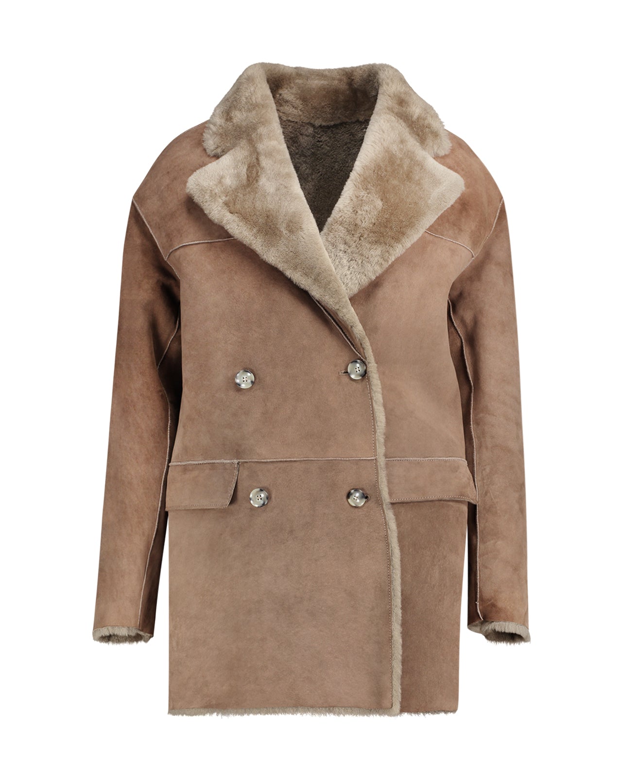 The Jackie Leathers | Montone Gladiolo Brushed Shearling tortora – lemlò