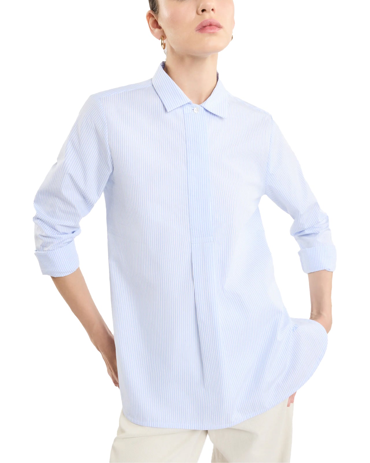 Fay | Top ocean blue cotton shirt – lemlò