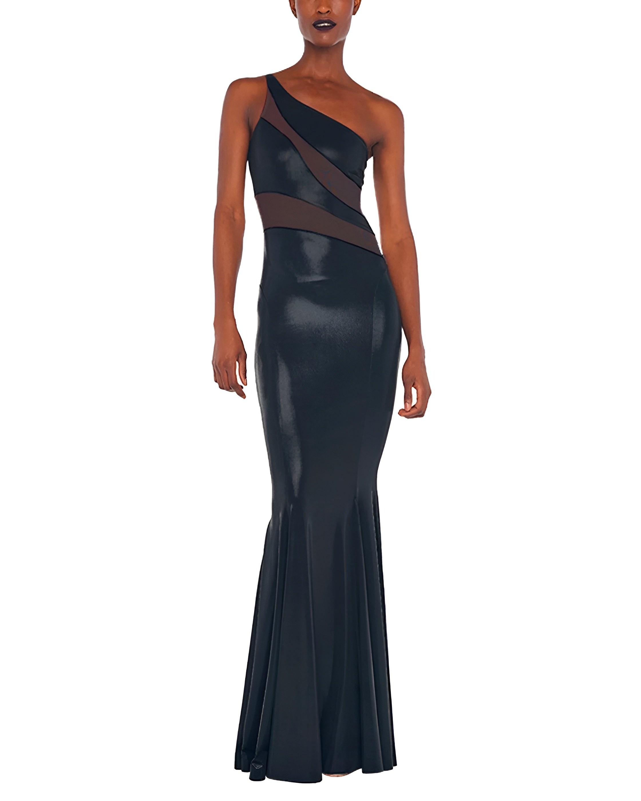 Norma Kamali | Black Snake Mesh Fishtail Gown Dress – lemlò