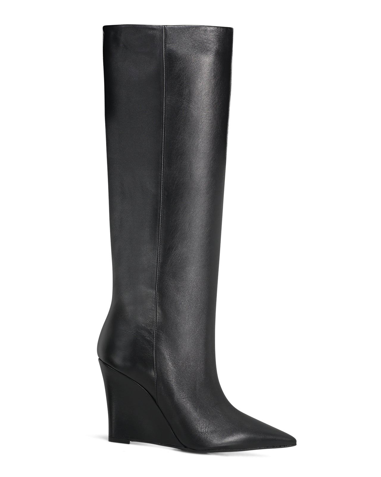 Steve Done | Stivale tubo con zeppa nappa nera – lemlò