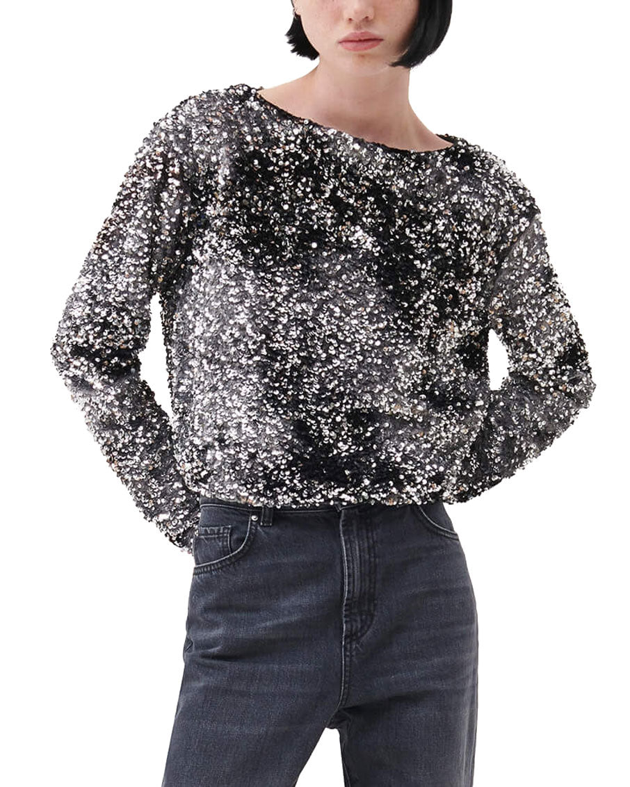 Marella | Top Osmund1 paillettes nero argento – lemlò