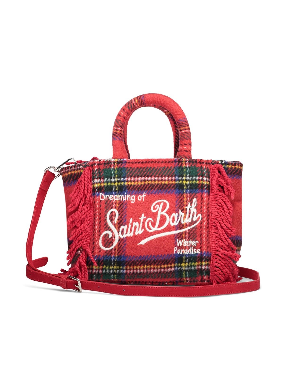 MC2 Saint Barth | Red tartan Vanity Mini Fringe bag – lemlò