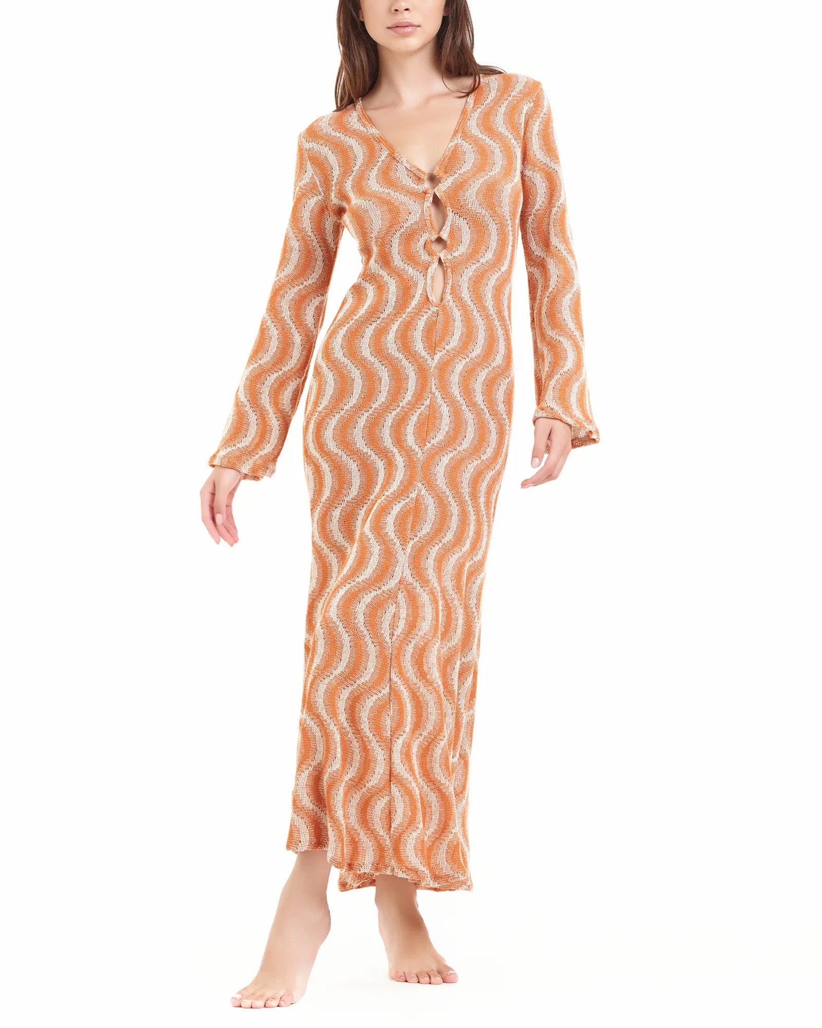 Cotazure | Abito lungo wave arancio – lemlò