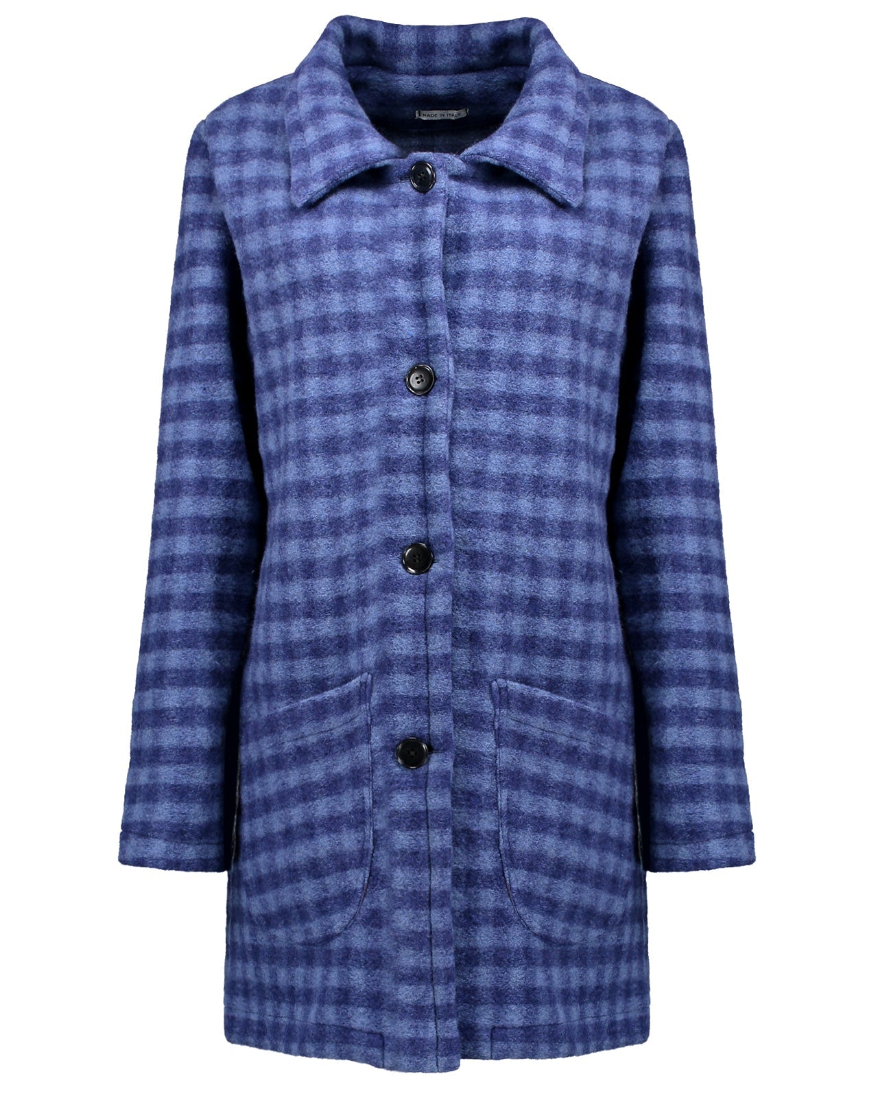 Steve Done | Cappotto lana quadri blu avio – lemlò