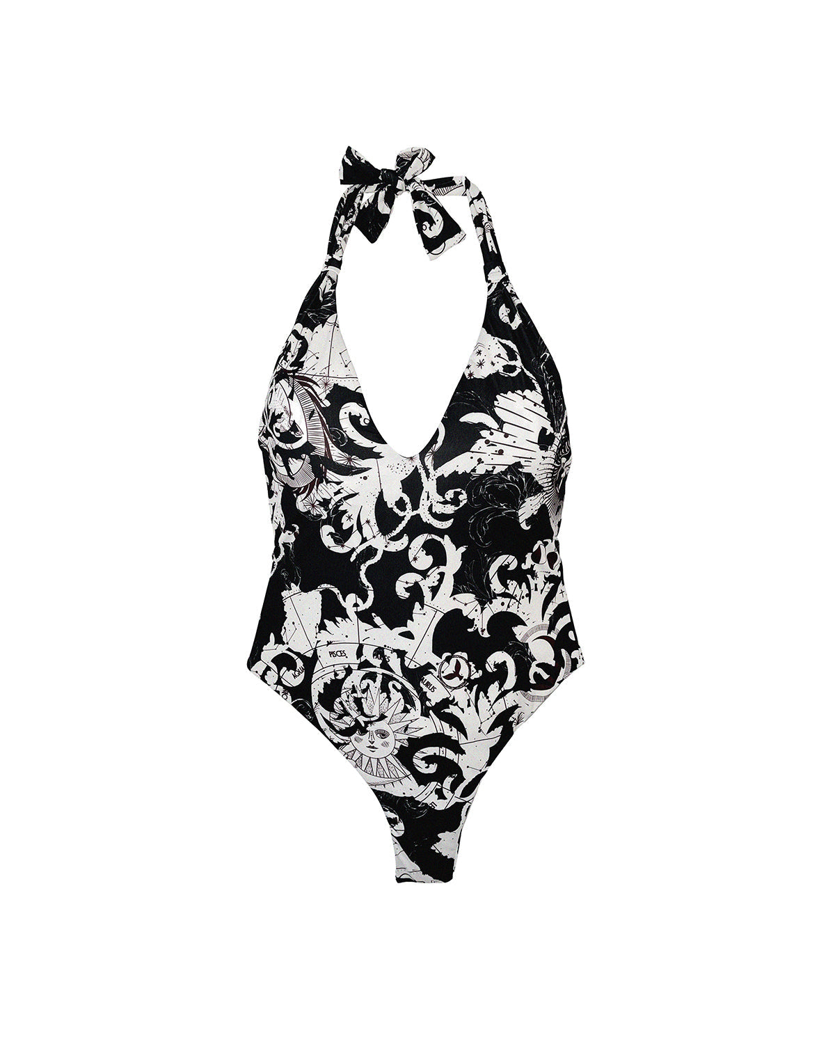 Zefiro black print one-piece swimsuit – lemlò