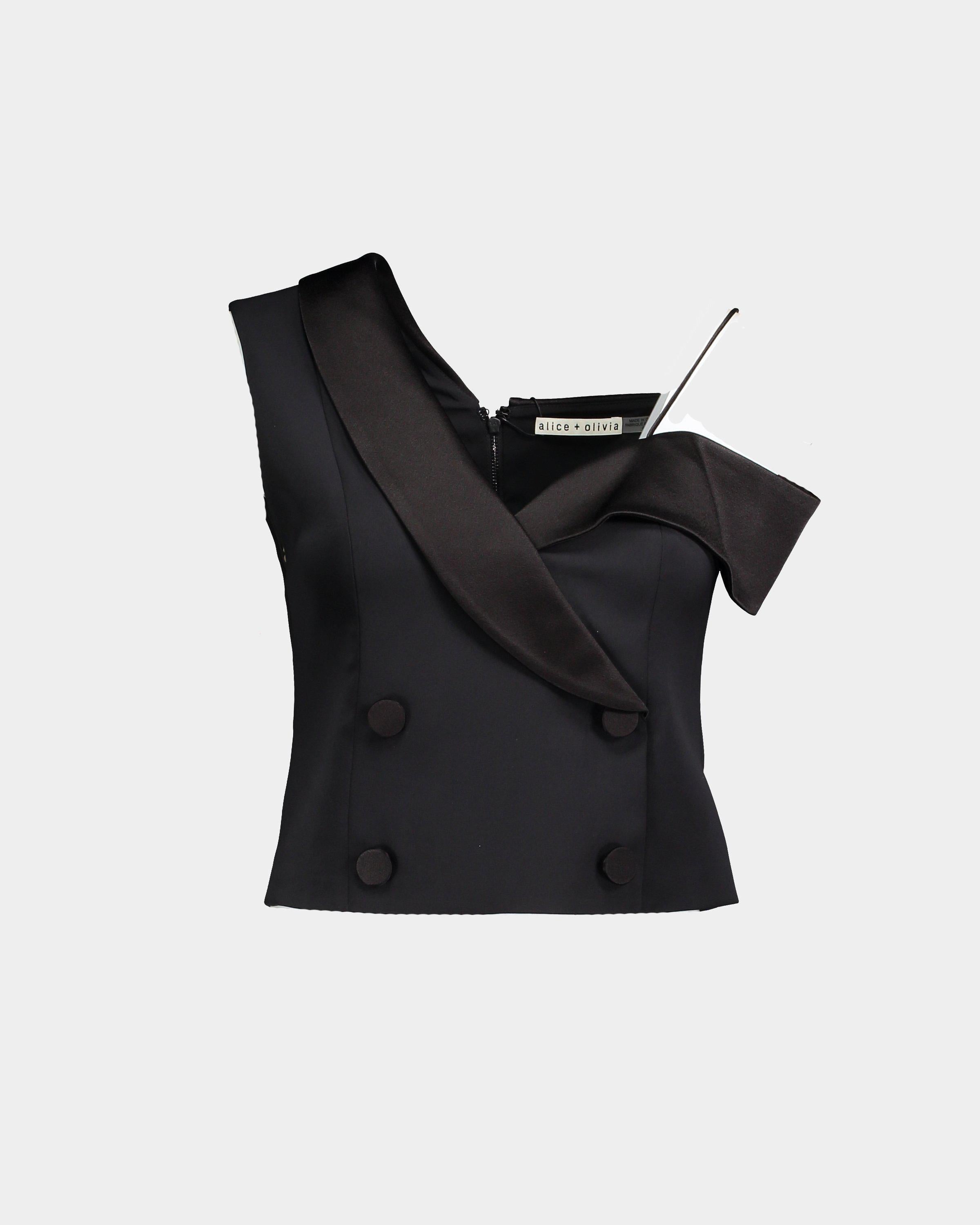 Alice + Olivia | Crop top Taylor raso nero – lemlò