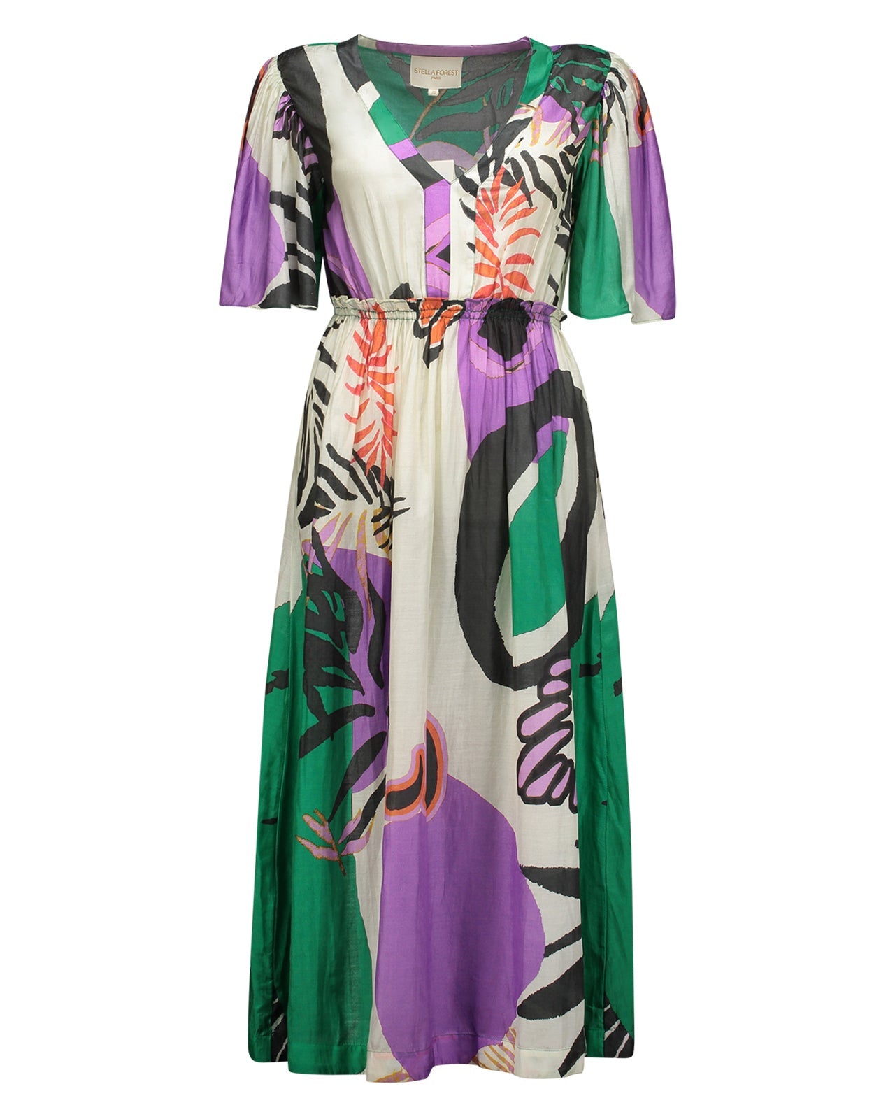 Stella Forest | Maggy green purple patterned dress – lemlò