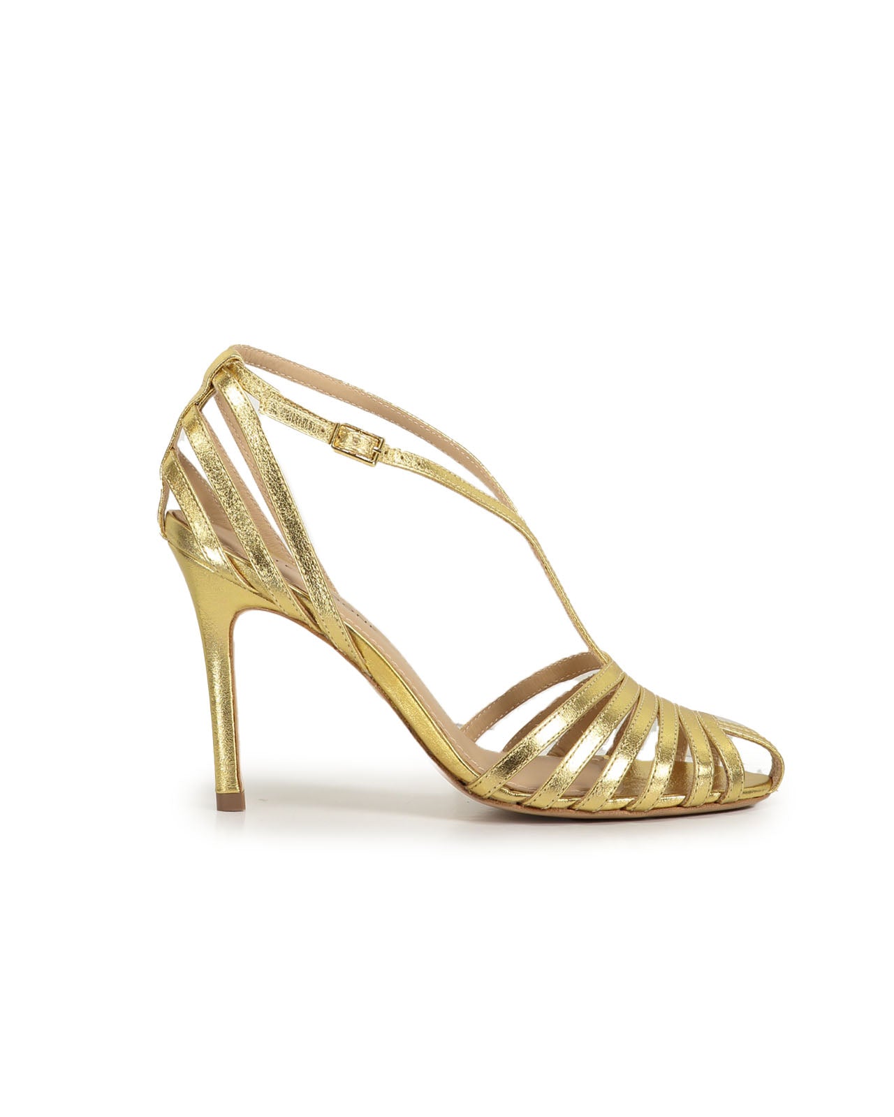 Steve Done | Sandalo con tacco pelle oro – lemlò