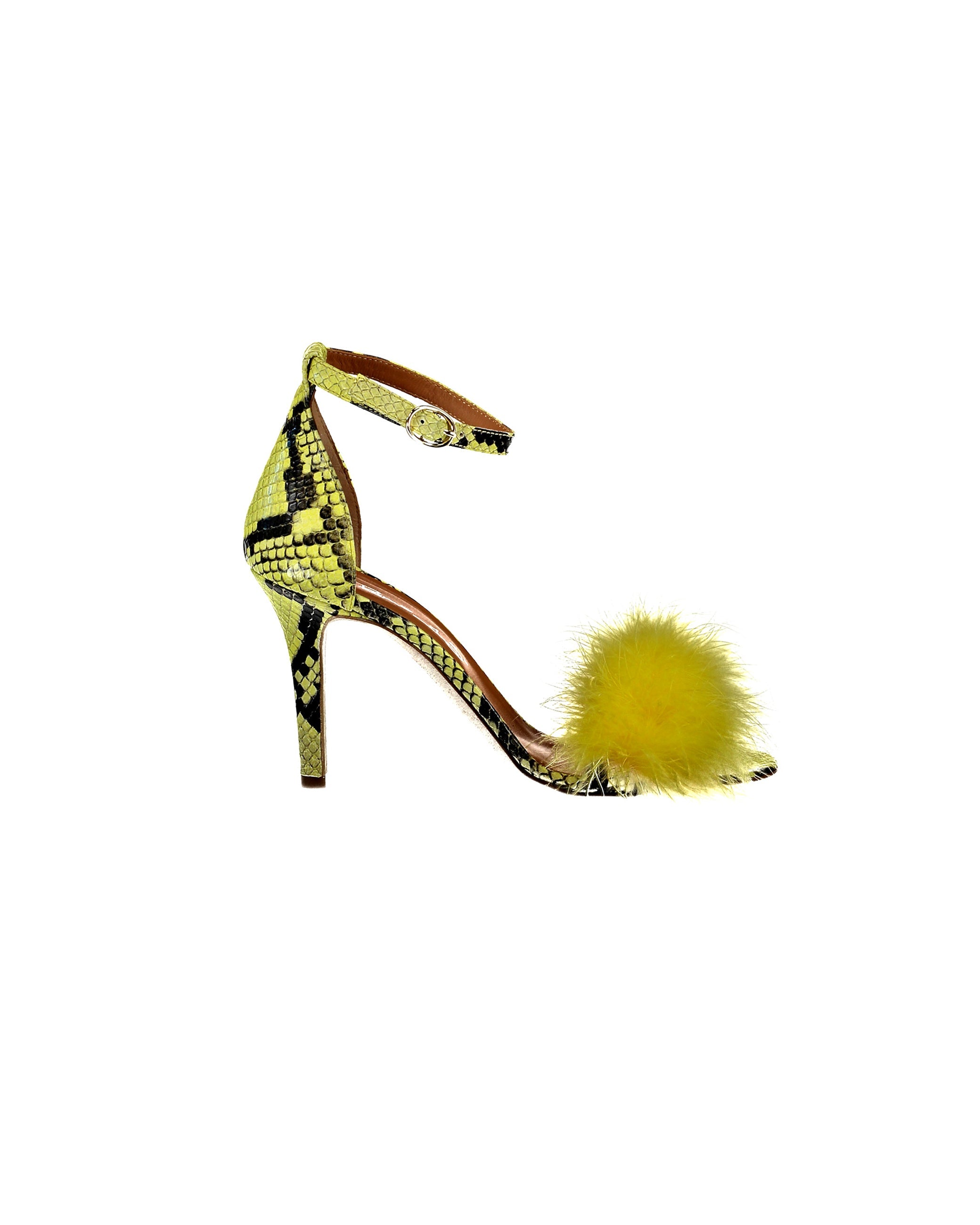 Via Roma 15 | Fluo yellow python sandal | lemlò