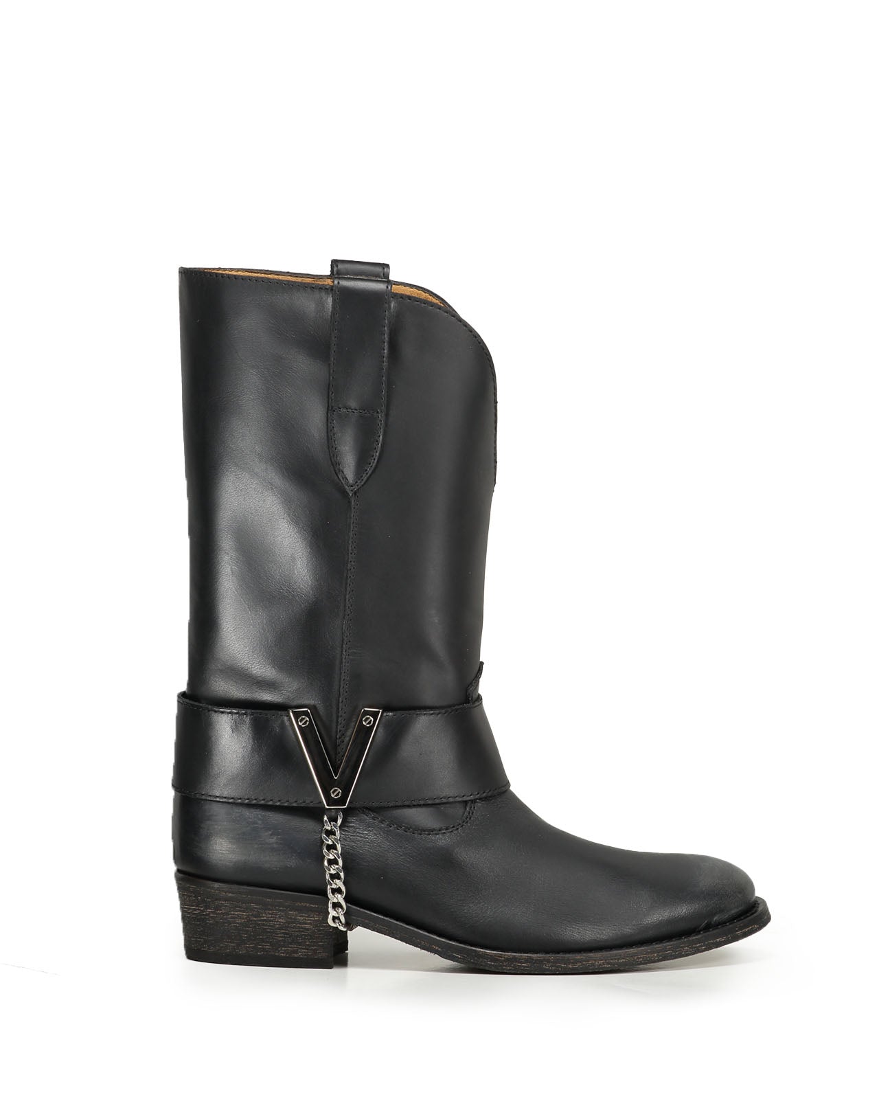 Via Roma 15 | Stivale texano cinturone pelle nera – lemlò